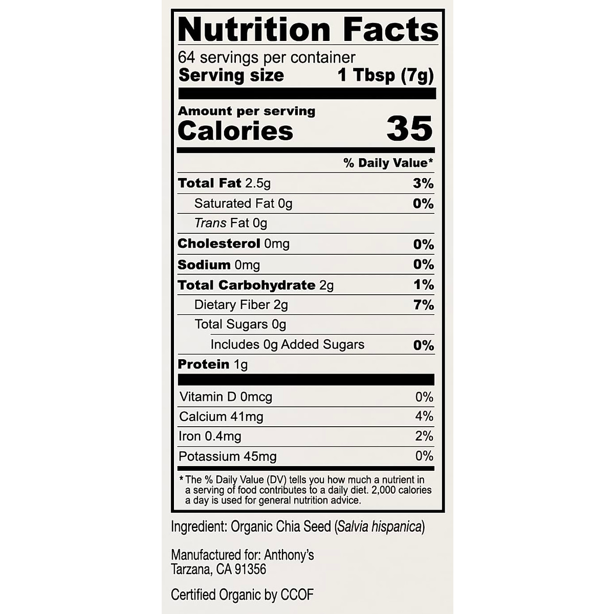 Anthony's Organic Ground Chia Seed, 1 lb, Finely Ground, Cold Milled, Gluten Free, Non GMO