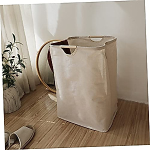 QUMIIRITY Laundry Basket Storage Pouch Foldable Laundry Hamper Storage Basket Dirty Laundry Travel Bag Laundry Hamper with Handle Foldable Laundry Rack Nursery Hamper Container Pe Film Beige