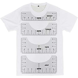 4 Pcs T-Shirt Alignment Ruler,Tshirt Ruler Guide Tool Shirt Alignment with Clothing Size Chart for Making Fashion Center Design