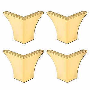 Geesatis Furniture Leg Accessories 4 pcs Furniture Legs 4 inch / 10 cm Height Metal Sofa Legs Replacement, Minimalist Design, for Sofa Coffee Table Cabinet TV Stand Feet, Gold, with Mounting Screws