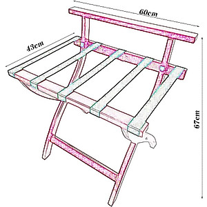 Guest Room Luggage Rack, Folding Suitcase Stand Luggage Rack Suitcase Stand Backrest Foldable Shelf Solid Wood 5 Nylon Bandages Easy to Carry Hotel Multifunction,2 Colours (Color : A, Size : 60x43x67c