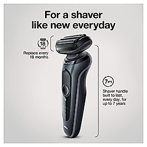 Braun Electric Shaver for Sensitive Skin, Wet & Dry Shave, Series 6 6075cc, With Beard Trimmer, Clean & Charge SmartCare Center, and Leather Travel Case, Rechargeable, Black
