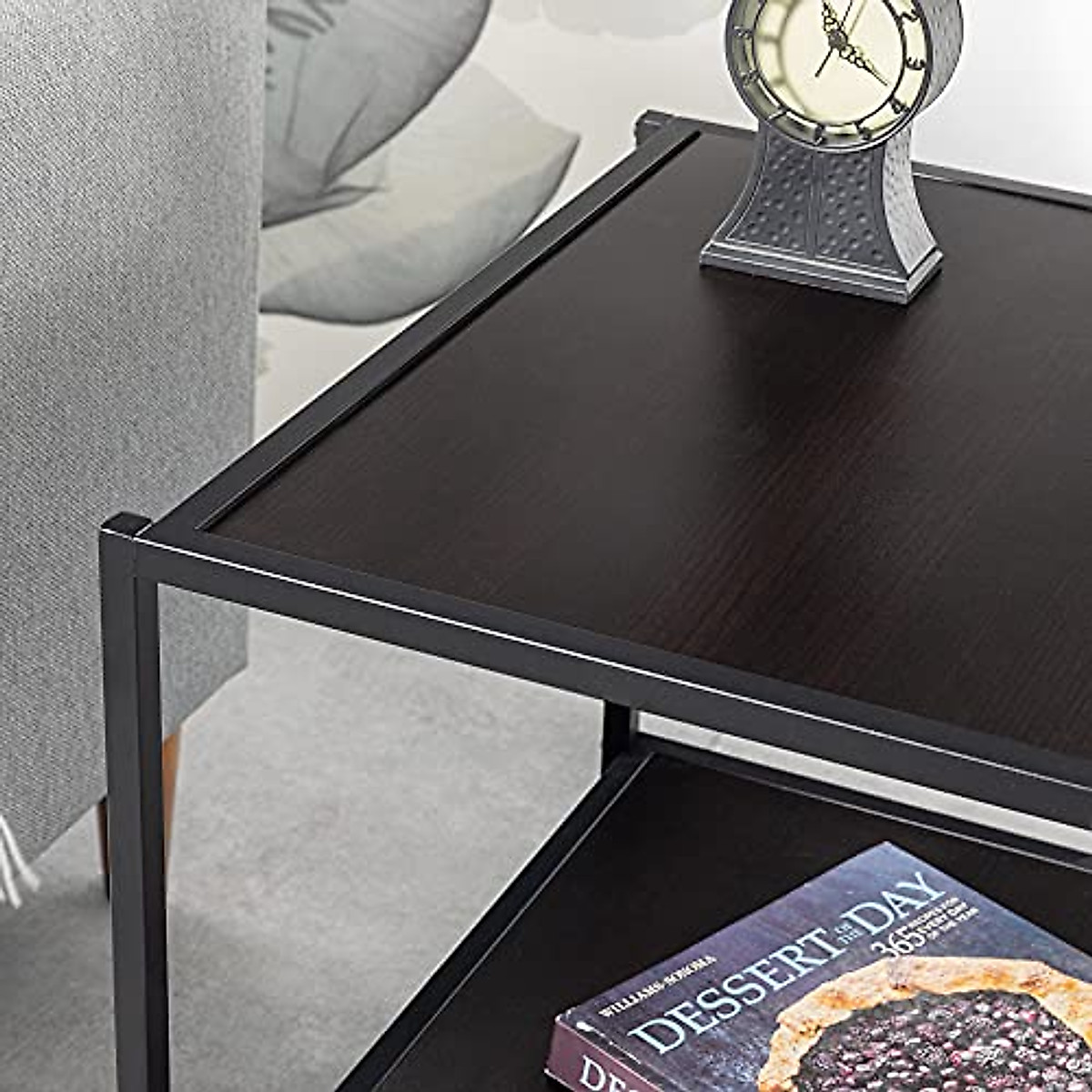 ZINUS Dane 20 Inch Black Frame Side Table / End Table / Easy Assembly, Rich black wood grain (Espresso)