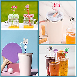 8 PCS Straw Covers Cap for Stanley Cup, Silicone Straw Topper for Stanley 30&40 Oz Tumbler, Cute Straw Caps in Various Shapes Reusable Straw Caps for Stanley Cup Accessories