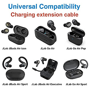USB Charger for JLab Go Ai/Pop/Sport, JLab Epic Air ANC/Sport ANC, JLab JBuds Air/Sport/Executive/Pro/Play Gaming/ANC USB A Male to Female Extension Cable Cord