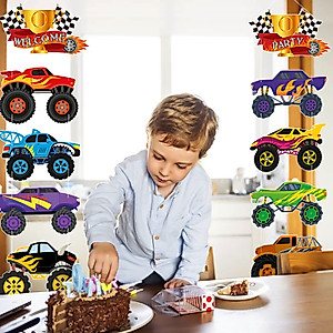 Truck Themed Party Decorations Car Cardboard Cutout Checkered Flag Birthday Party Banner Welcome Porch Sign Door Hanger Car Party Supplies Hanging Banner Welcome Sign Ornament