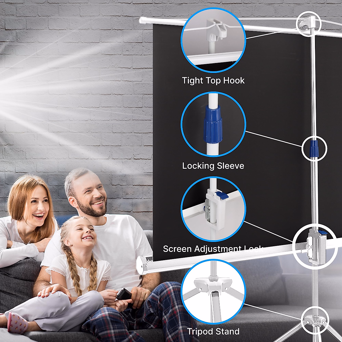 Pyle Upgraded Pyle 72" Projector Screen with Floor Standing Portable Fold-Out Roll-Up Tripod Manual, Mobile Movie Screen, Home Theater Cinema Wedding Party Office Presentation, Quick Assembly PRJTP72 White