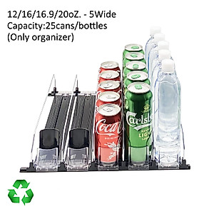 NagTour Drink Organizer for Fridge - Soda Dispenser Display with Smooth and Fast Pusher Glide - Width Adjustable (5, 38CM)