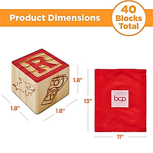 Best Choice Products 40-Piece Kids Wooden ABC Block Set, Building Education Construction Alphabet Letters & STEM Toy for Toddlers w/Carrying Case