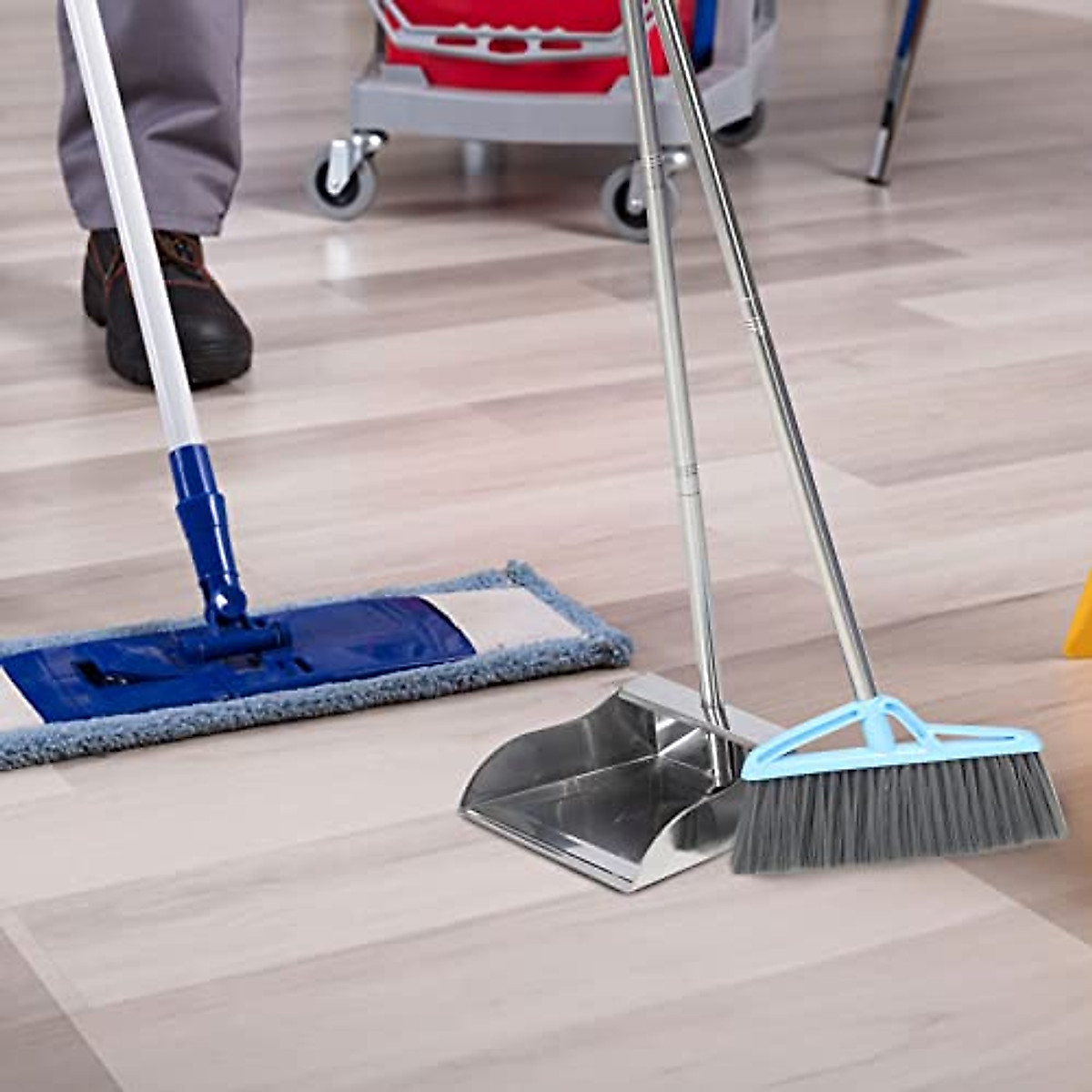 1 Set Stainless Steel Trash Shovel Trash Cleaning Shovel Garden Dustpan Garbage Sweeping Tool Broom and Dustpan Kitchen Stainless Steel + Plastic Office Small Broom Handheld