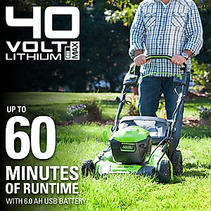 Greenworks 40V 21-Inch Brushless Self-Propelled Mower 6AH Battery and Charger Included, M-210-SP