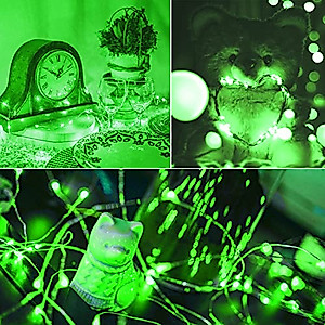 Green String Lights Christmas Decorations, 2 Pack 100LED Copper String Lights Battery Operated Fairy Lights Waterproof Twinkle Lights for Home, Bedroom, Garden, Patio, Outdoor, Xmas Decor-Green