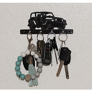 4x4 Rock Crawler Off Road Offroad Key Rack Holder Hanger Key Hooks - Four Hooks Installed - 6" Wide x 2 1/3" Tall x 3/16" Thick