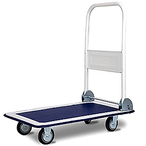 Goplus Folding Platform Cart 330LBS Rolling Flatbed Cart Hand Platform Truck Push Dolly for Loading