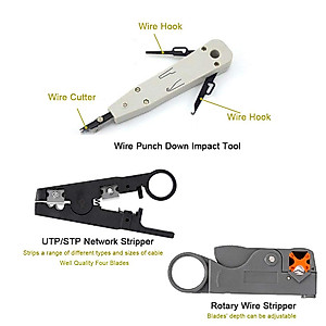 SILIVN Rj45 Crimping Tool Network Tool Kit for Cat5 Cat5e Cat6, 8 in 1 Portable Ethernet Cable Crimper Kit, Ethernet Tool Kit RJ45/RJ11/RJ12 Network Cable Tester Punch Down Tool