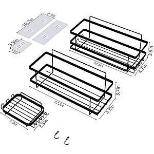 Apsan Shower Caddy,Bathroom Organizer,No Drilling Adhesive Rustproof Shower Shelves, Shower Organizer for Inside Shower, Kitchen Organization and Storage-3 Pack (Black)