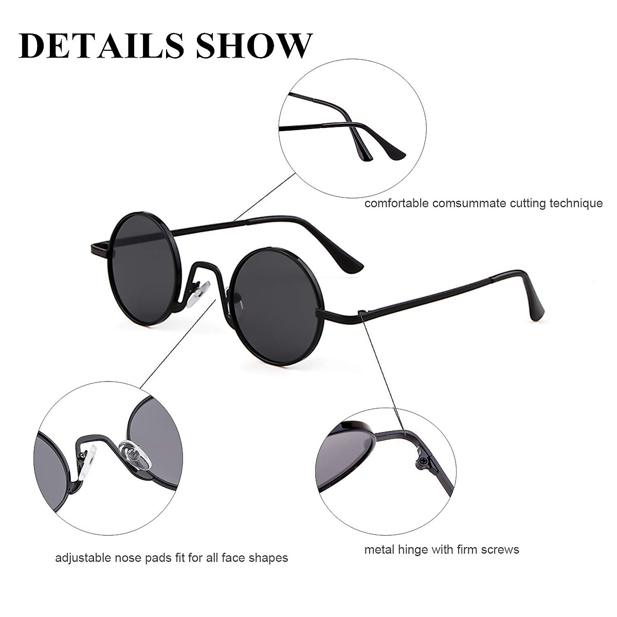 SORVINO Retro Small Round Sunglasses for Men Women Vintage Style Metal Frame