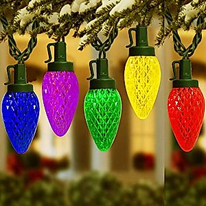 MXTCLM C9 Outdoor Christmas Lights, 50 LED Strawberry String Lights, 35FT Multicolor C9 Lights, Fairy Lights for Outdoor, Indoor as Garden,Yard, Home, Party, Christmas Tree Decorations(Multicolor)