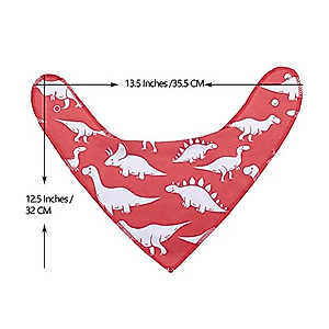Maiwa 10-Pack Dinosaur Bandana Bibs for Baby Boys for Drooling Feeding and Teething