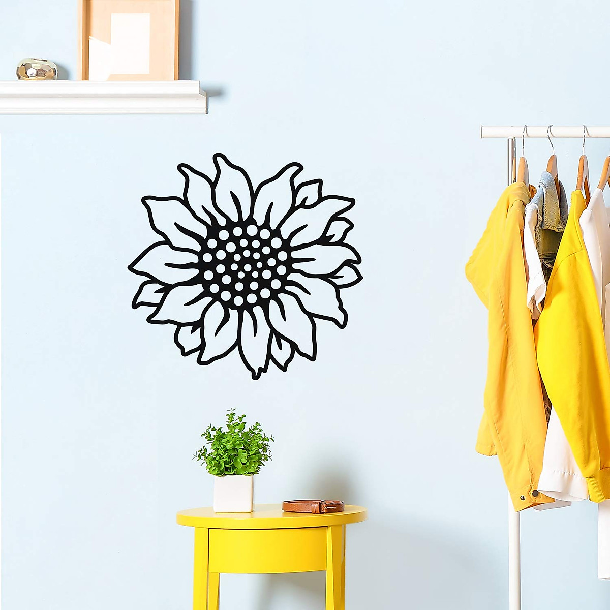 Vinyl Wall Art Decal - Sunflower - 22" x 22" - Flower Shape Trendy Inspirational Minimal Sticker for Bedroom Home School Kids Room Work Office Living Room Store Decor (Black)