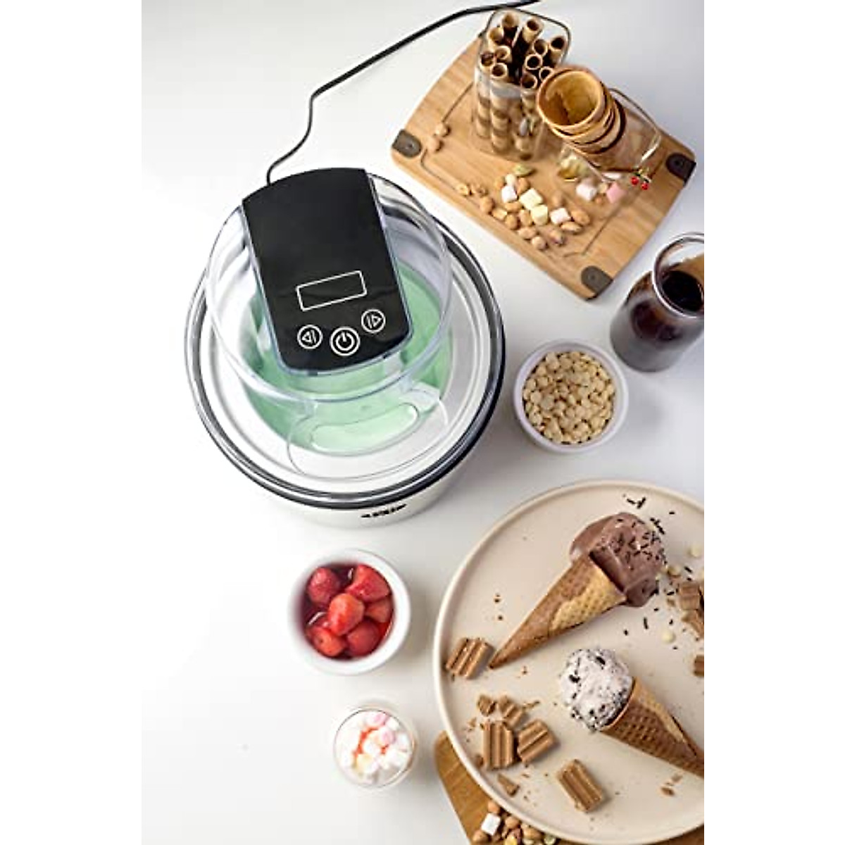 Tylr 2 Quarts Ice Cream Maker, Sorbet, Yogurt, Milkshakes, Smoothie and more, with One Touch program in as little as 20 minutes.