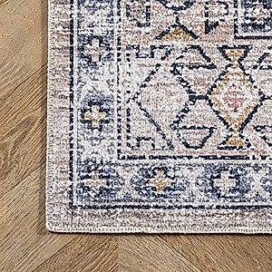 nuLOOM Mae Tribal Motif Machine Washable Area Rug, 5' x 8', Peach