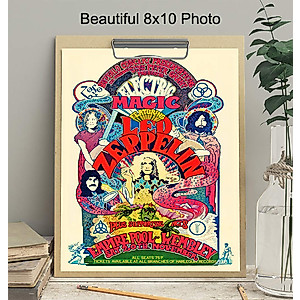 Led Zeppelin Poster - 8x10 Psychedelic Room Decor - Led Zeppelin Gifts - Concert Posters - The song Remains the Same - Pshycadellic Hippie Room Decor for Men, Women, Teens - Dorm Room Decor