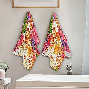 Set of 2 Premium Polyester Cotton Hand Towels Vintage Wine Grape, Highly Absorbent,28.3 x 14.4in(227vb1a)