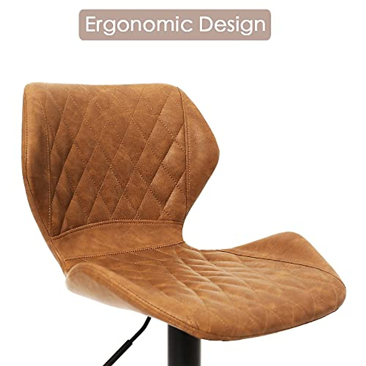 SUPERJARE Adjustable Bar Stools Set of 2, Rustic Swivel Barstools with Back, Modern Counter Height Chairs for Pub Kitchen, Brown