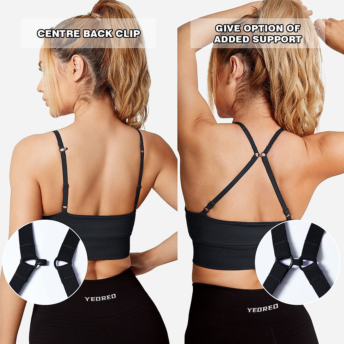 YEOREO Sports Bra Workout Tank Tops Crop Tops Criss-Cross Back Padded Yoga Bra