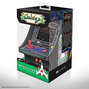 My Arcade Micro Player Mini Arcade Machine: Galaga Video Game, Fully Playable, 6.75 Inch Collectible, Color Display, Speaker, Volume Buttons, Headphone Jack, Battery or Micro USB Powered