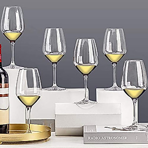 FAWLES Crystal White Wine Glasses Set of 6, 15 Ounce Laser Cut Rim Stemmed Clear Chardonnay Wine Glass Set, Housewarming/Anniversary/Wine Gift Set