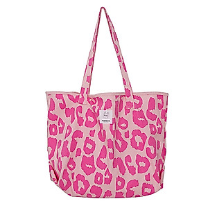 Leopard Shoulder Bag Canvas Beach Bag Fashion Casual Pink Leopard Print tote Bag for Women (Shoulder bag)
