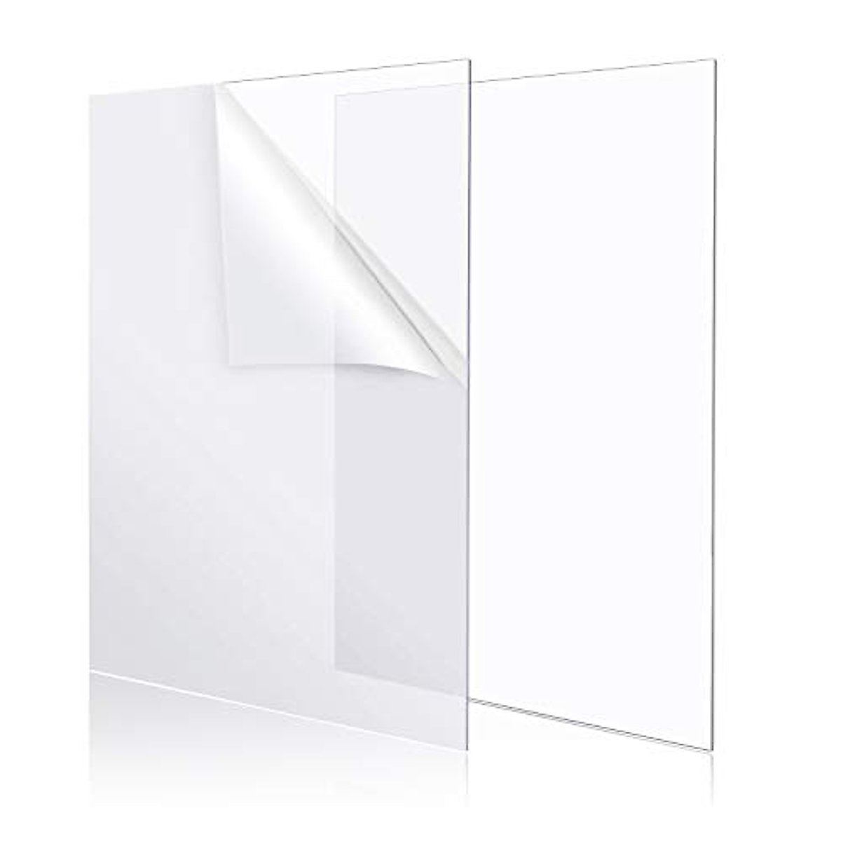 YSTIME 8" x 12" Clear Acrylic Sheet Plexiglass Plastic Sheet for Crafts Transparent Acrylic Board with Protective Paper for Craft, Windows, Frame, DIY Display Projects, Pack of 2