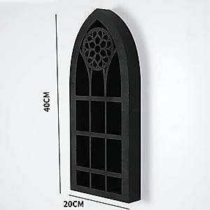 COUNTOOZQ Floating Shelves for Wall Mounted Wall Boho Hanging Gothic Decoration Old Church Window Crystal Wall Shelf Creative Decorative Fairytale Black Cabinet for Living Room