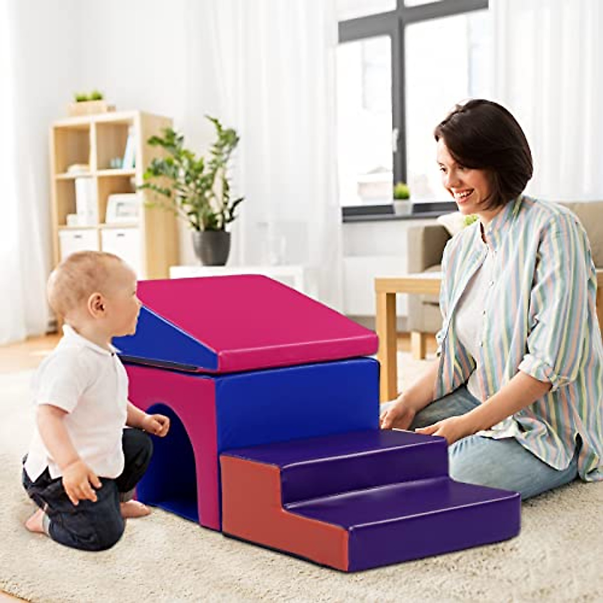 JOYMOR Indoor Soft Foam Climber Play Sets, Beginner Toddler Climber with Slide, Stairs and Ramp, Indoor Climbing Toys for Toddlers, Kids and Children