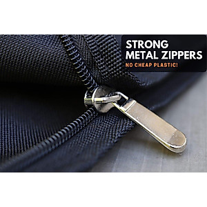 Chef’s Knife Roll Bag (14 slots) Holds 10 Knives PLUS Meat Cleaver, Utility Pocket, AND 4 Tasting Spoons! Our Durable Knife Carrier Includes Shoulder Strap and Name Card Holder. (Knives Not Included)