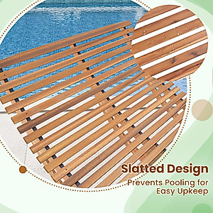 HAPPYGRILL Outdoor Acacia Wood Double Chaise Lounge, Rocking Chair with High Back, Slatted Seat, Stopper, Outside Wood Rocker for 2, 440 Lbs Capacity Sun Lounger Loveseat