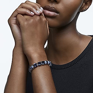 SWAROVSKI Millenia bracelet, Square cut crystals, Gray, Black Ruthenium Finish