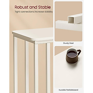 VASAGLE End Table, C Shaped TV Tray with Metal Frame Rolling Casters for Coffee Laptop Mobile Tablet, Industrial Side Table for Living Room Bedroom, 19.7 x 13.8 x 23.6 Inches, Cream White ULNT050W77