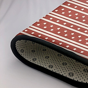 aHaBiKas Door Mat Outside Indoor Entrance, Patriotic Stars Stripes Red Front Porch Rug Washable Kitchen Rugs Non-Slip Shower Rugs Bathroom Mats Quick Dry, 36"x24"