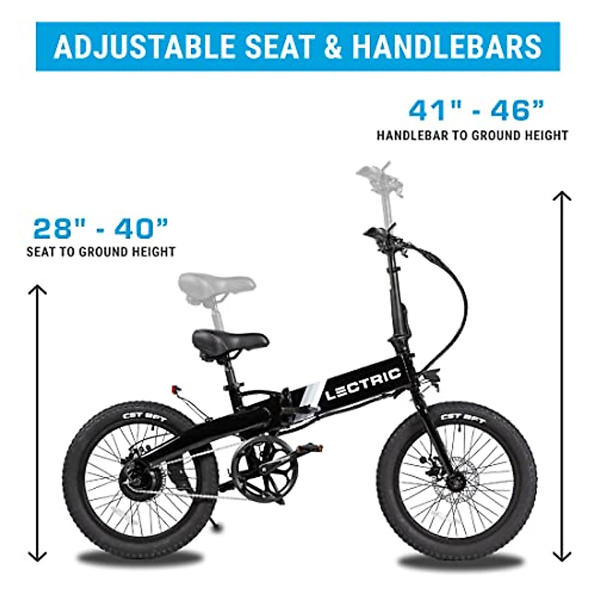 LECTRIC XP™ Lite Electric Bike | Adult Folding Bikes - Weighs Only 46lbs | 40+ Mile Range w/ 5 Pedal-Assist Levels | 20mph Top Speed - Class 1 and 2 eBike (Midnight Black)