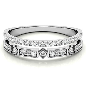 Excellent Round Brilliant Cut 0.16 Carat, Moissanite Diamond Promise Band, Prong Set, Eternity Sterling Silver Band, Valentine's Day Jewelry Gift, Customized Band (7)