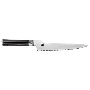 Shun Cutlery Classic Offset Bread Knife 8.25”, Long Serrations Glide Through Bread, Ideal for Cakes and Pastries, Authentic, Handcrafted, Japanese Serrated Kitchen Knife