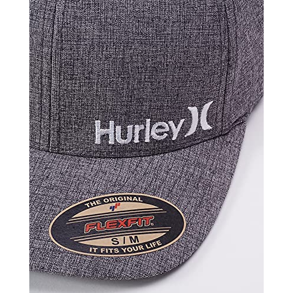 Hurley Men's Caps - Flexfit Curve Bill Baseball Cap - Summer Hats for Men (S-XL), Size Large-X-Large, Light Grey