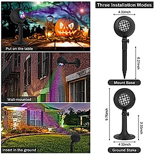 Halloween Lights, Outdoor Projector Decorations Indoor LED Projection Light Dynamic Ghost Bat Cat Pumpkin Patterns Show Holiday Landscape Outside Spotlight for Party House Porch Wall Gate Garage