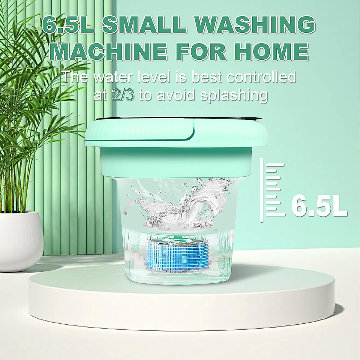 QHULKHQ Portable Washing Machine, Mini Foldable Washing Machine 6.5L with 3 Modes Cleaning for Underwear, Sock and Small Delicates, Mini Washing Machine for Apartment, Camping, RV (Green)
