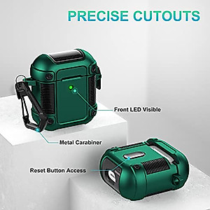 Valkit Compatible with Airpods Case Cover with Lock, Full-Body Military Rugged Shockproof AirPod 2nd Generation Case for Men Women Hard Shell Air Pod 2 & 1 Protective Skin with Keychain, Green