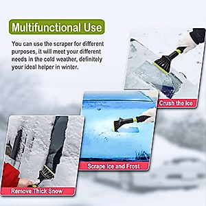 Oversized Ice Scrapers for Car Windshield, Snow Brush Scrapers Car Window Frost Removal with Foam Handle, 4.7Inch Large Soft Blade for SUVs Trucks-Scratch Free, Ideal Stocking Stuffer Car Gifts