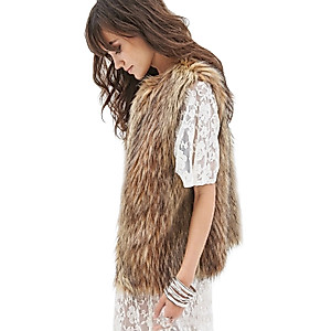 Tanming Women's Fashion Autumn And Winter Warm Short Faux Fur Vests (Medium, Grey)